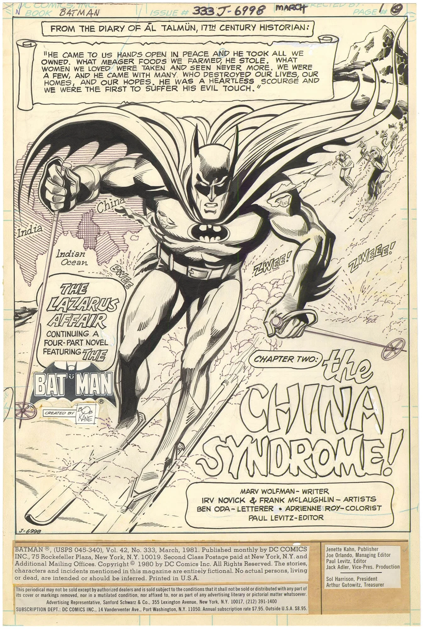 Original Comic Art by Batman 333 P1 Splash | Nostalgic Investments