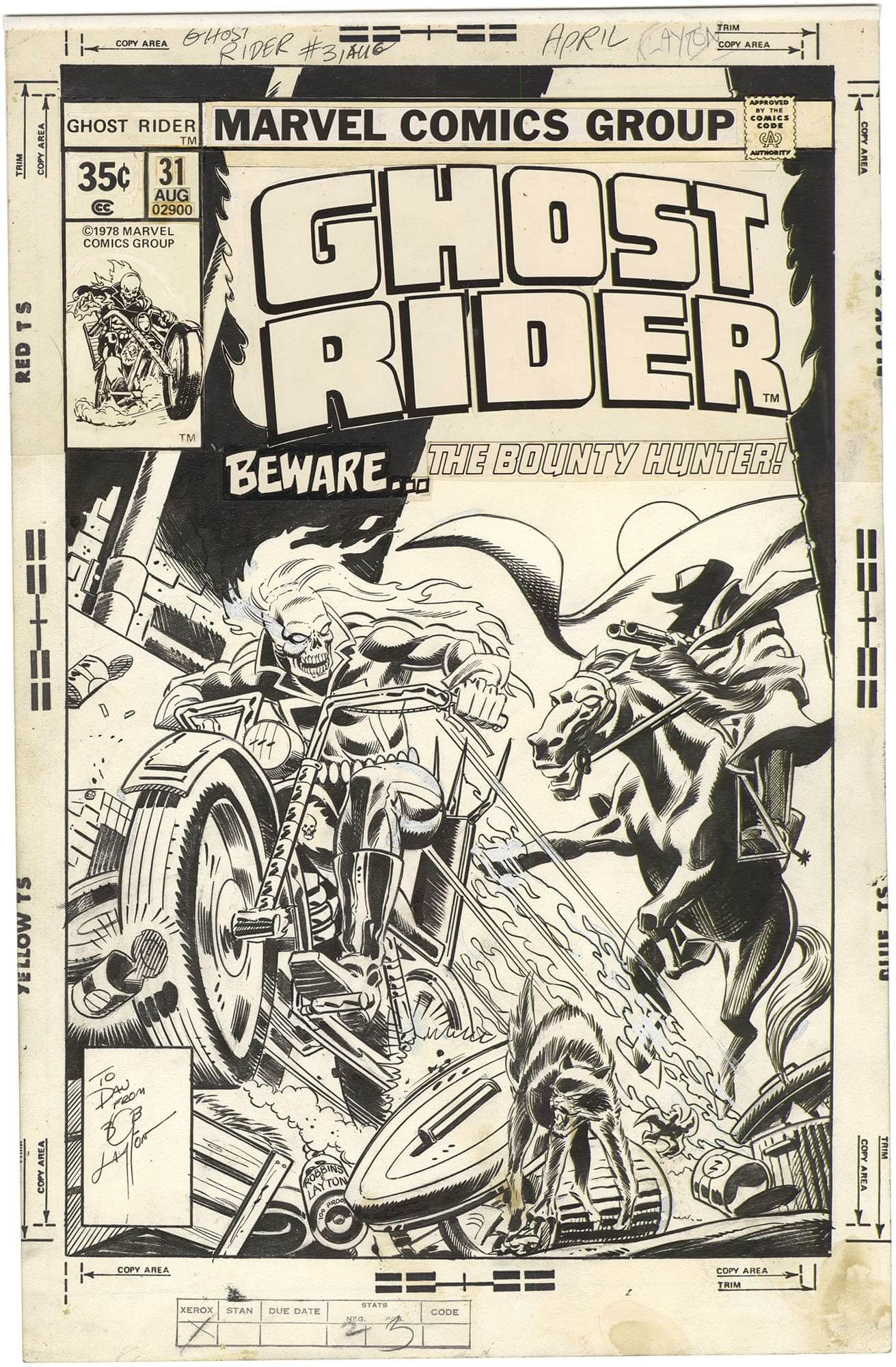 Original Comic Art by Ghost Rider 31 Cover Signed | Nostalgic Investments