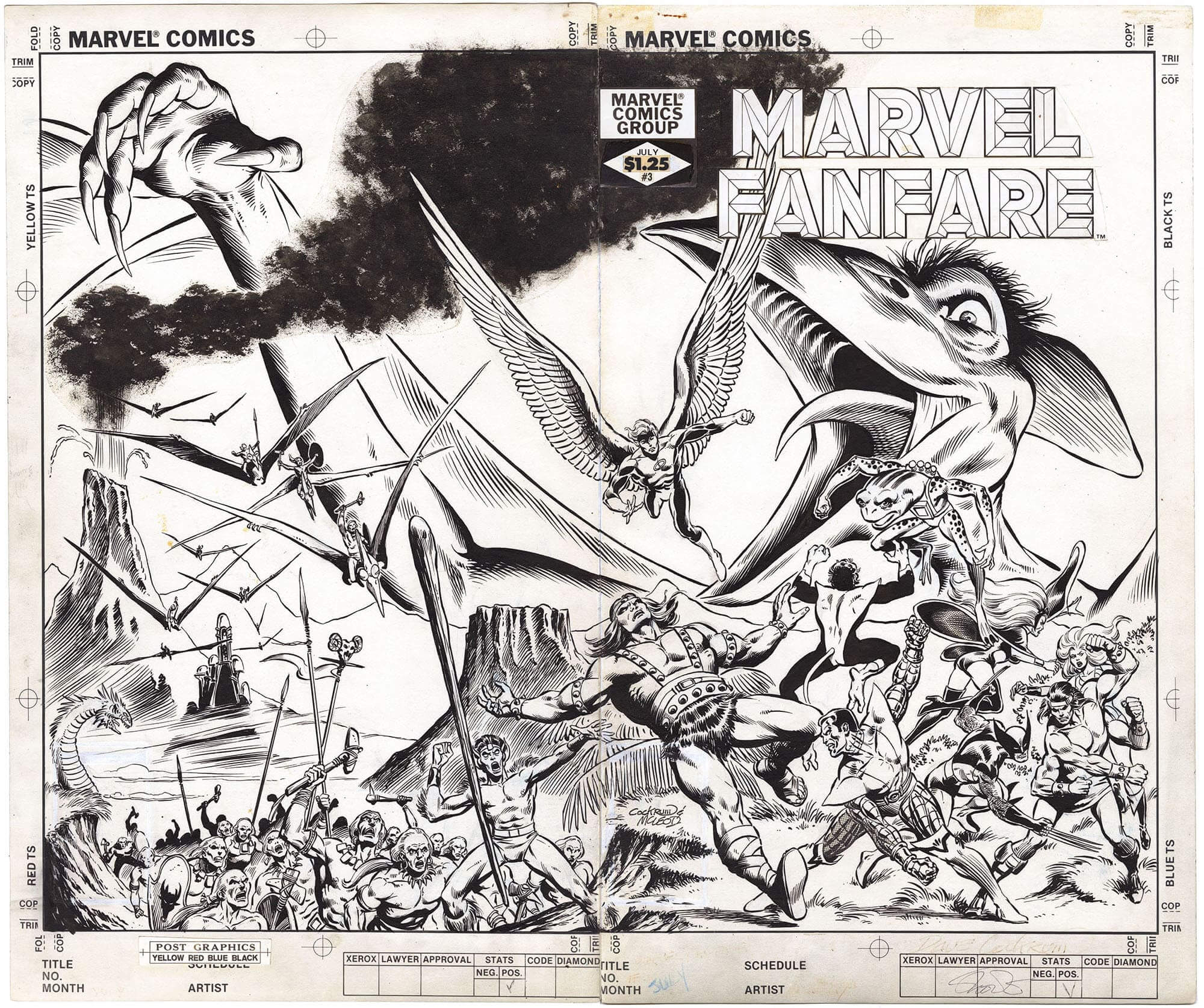 Original Comic Art by Marvel Fanfare 3 Cover Double Cover | Nostalgic ...