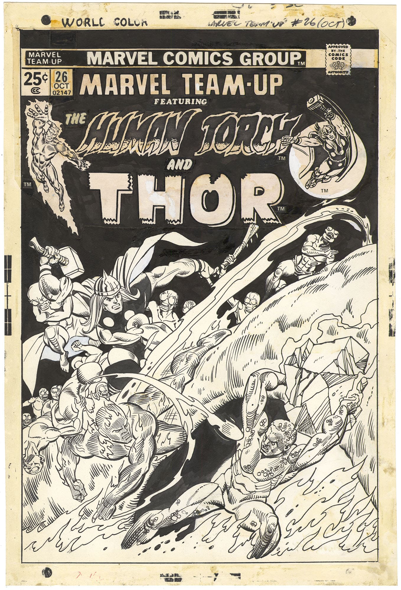 Original Comic Art by Marvel Team 26 Cover | Nostalgic Investments