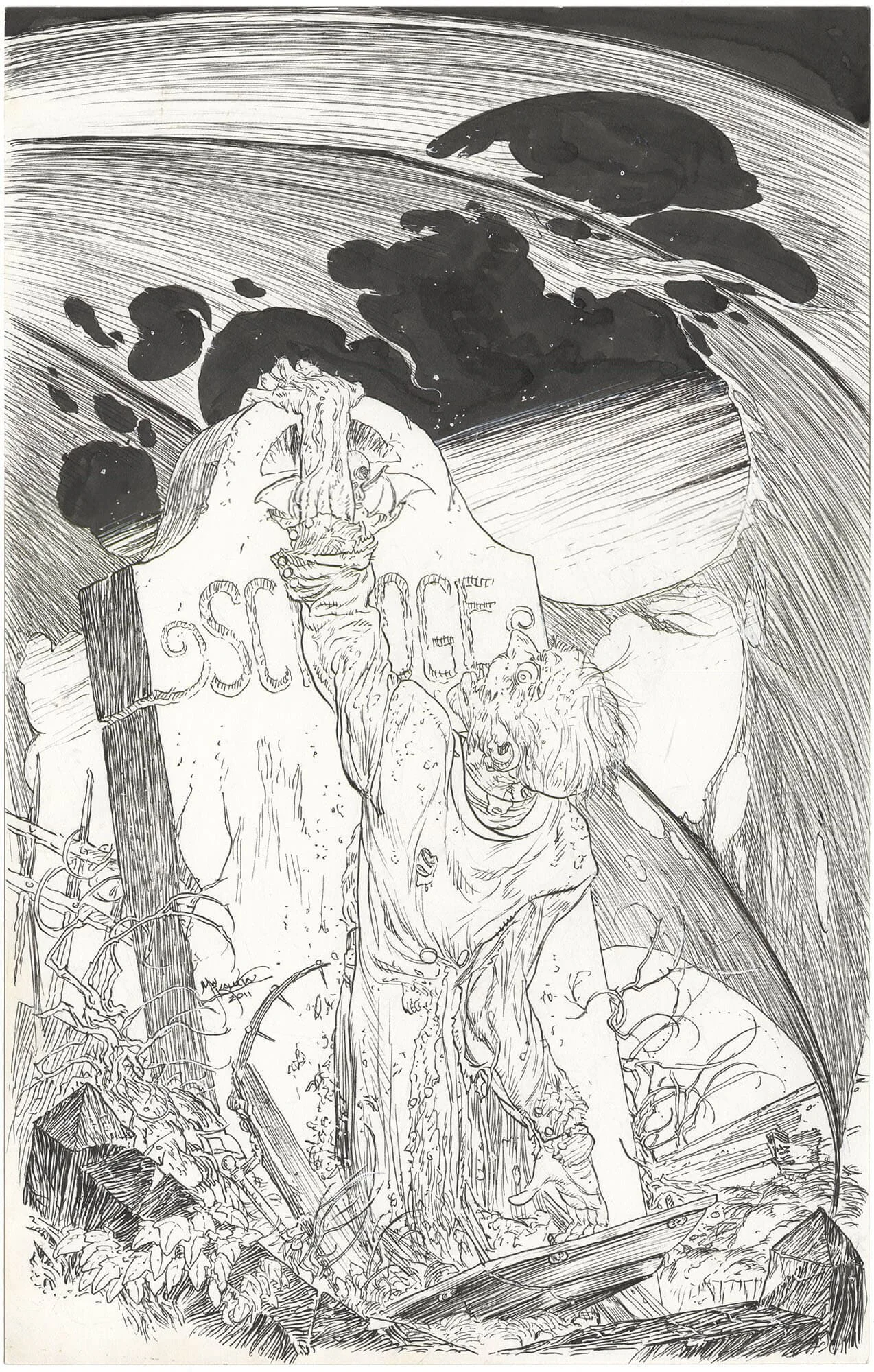 Original Comic Art by Marvel Zombies Christmas Carol 5 Cover Scrooge ...