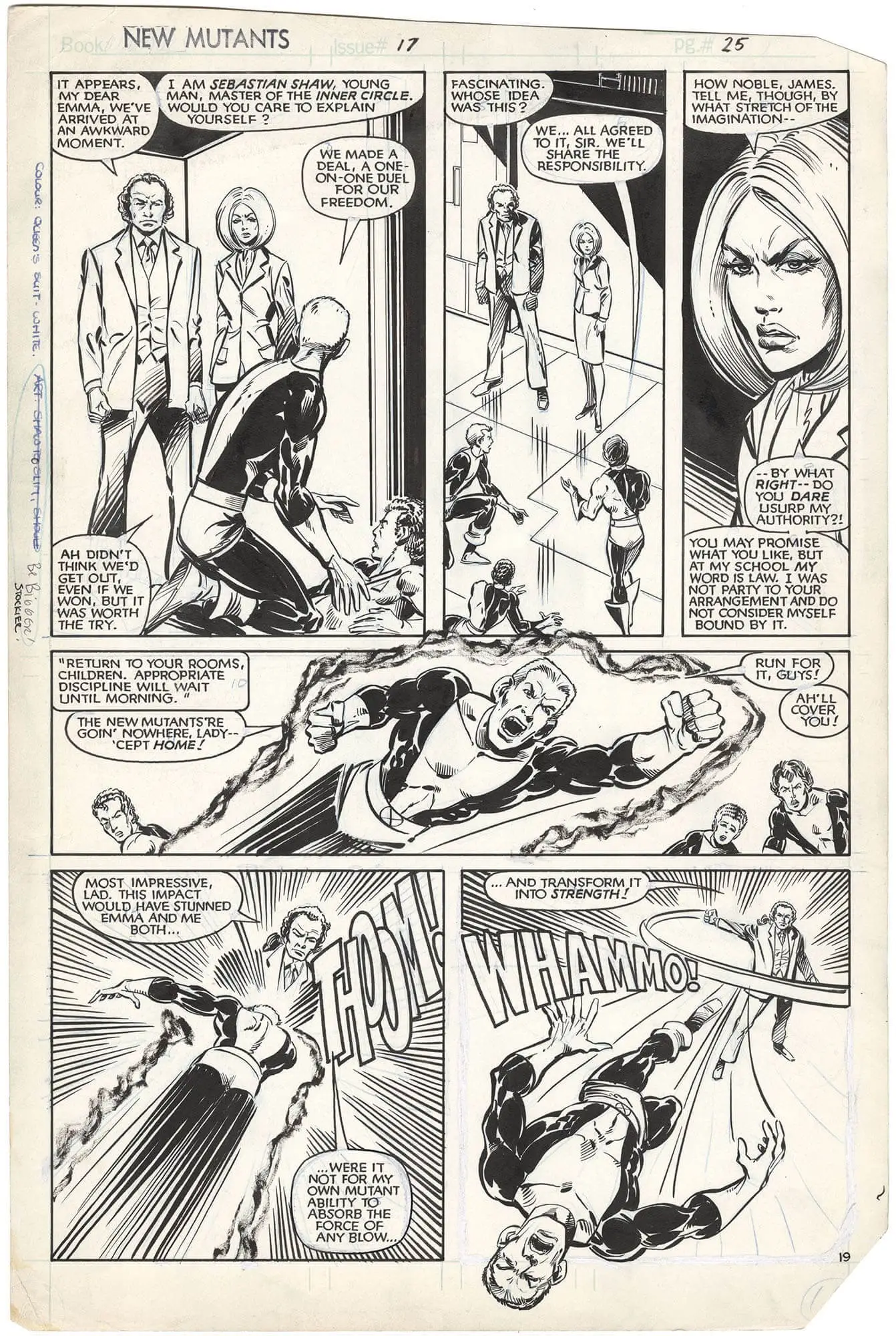 Original Comic Art by New Mutants 17 P19 Hellfire Club | Nostalgic ...
