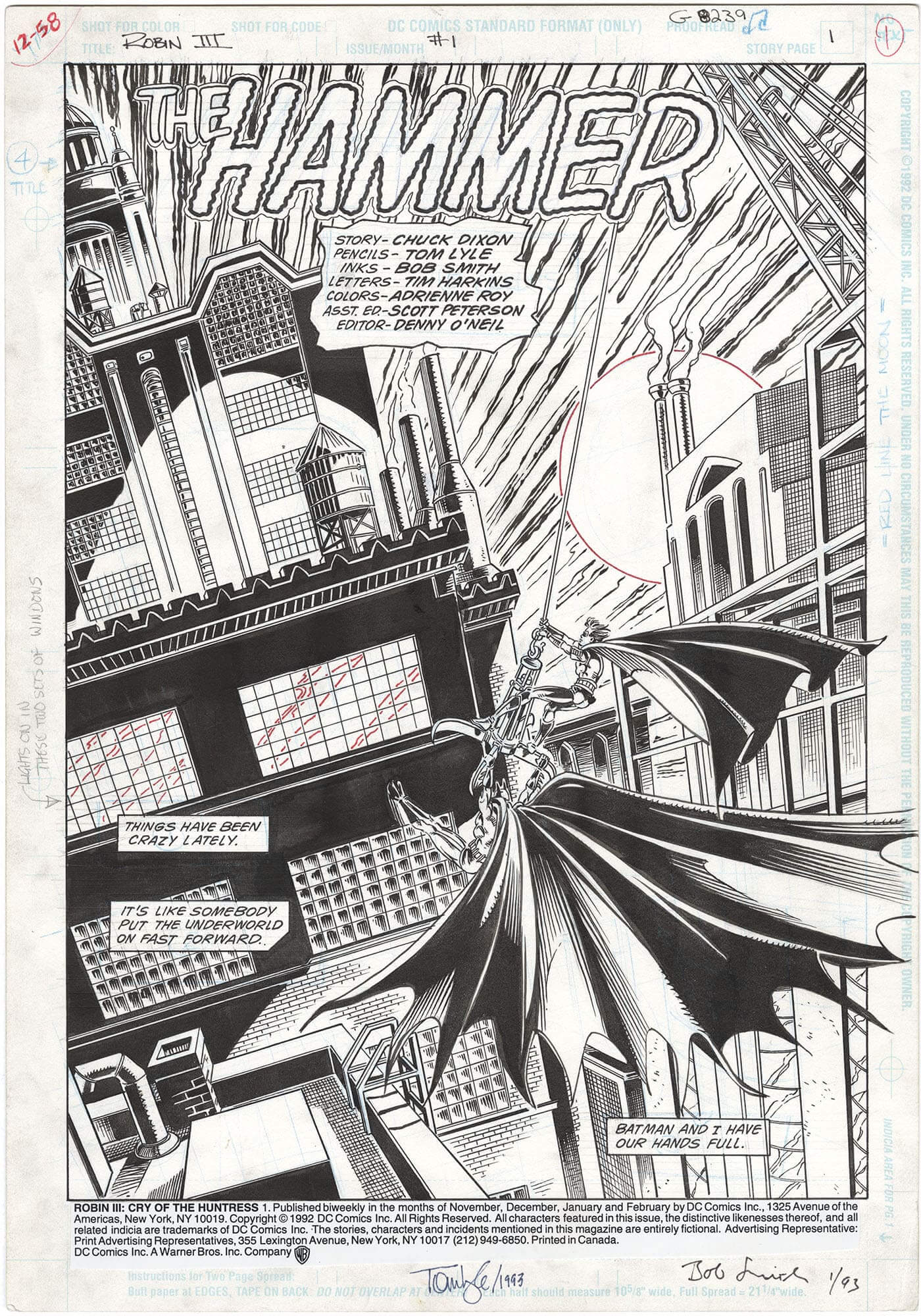 Original Comic Art by Robin Iii 1 P1 Splash | Nostalgic Investments