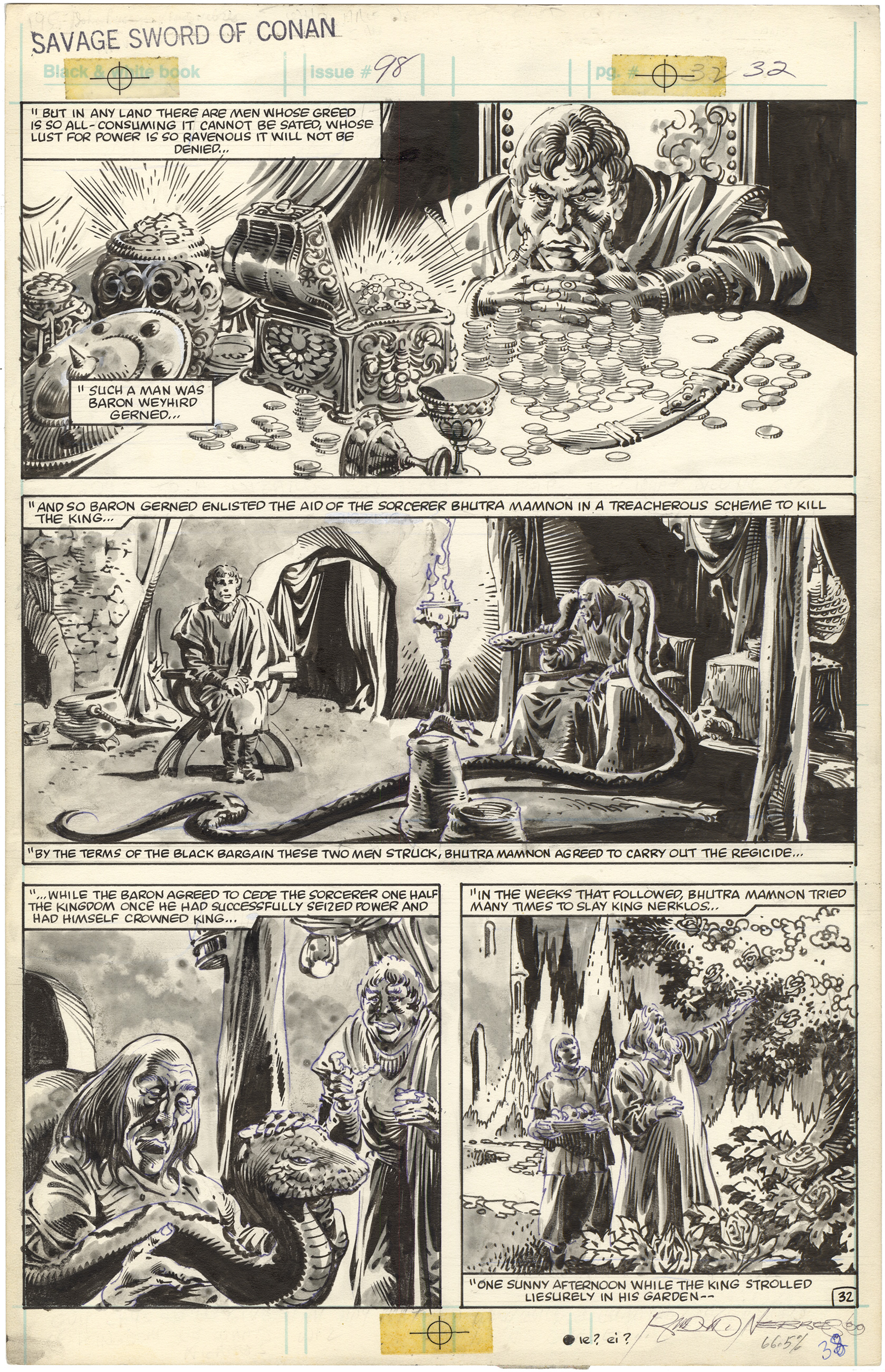 Original Comic Art by Savage Sword Conan 98 P32 Signed | Nostalgic ...