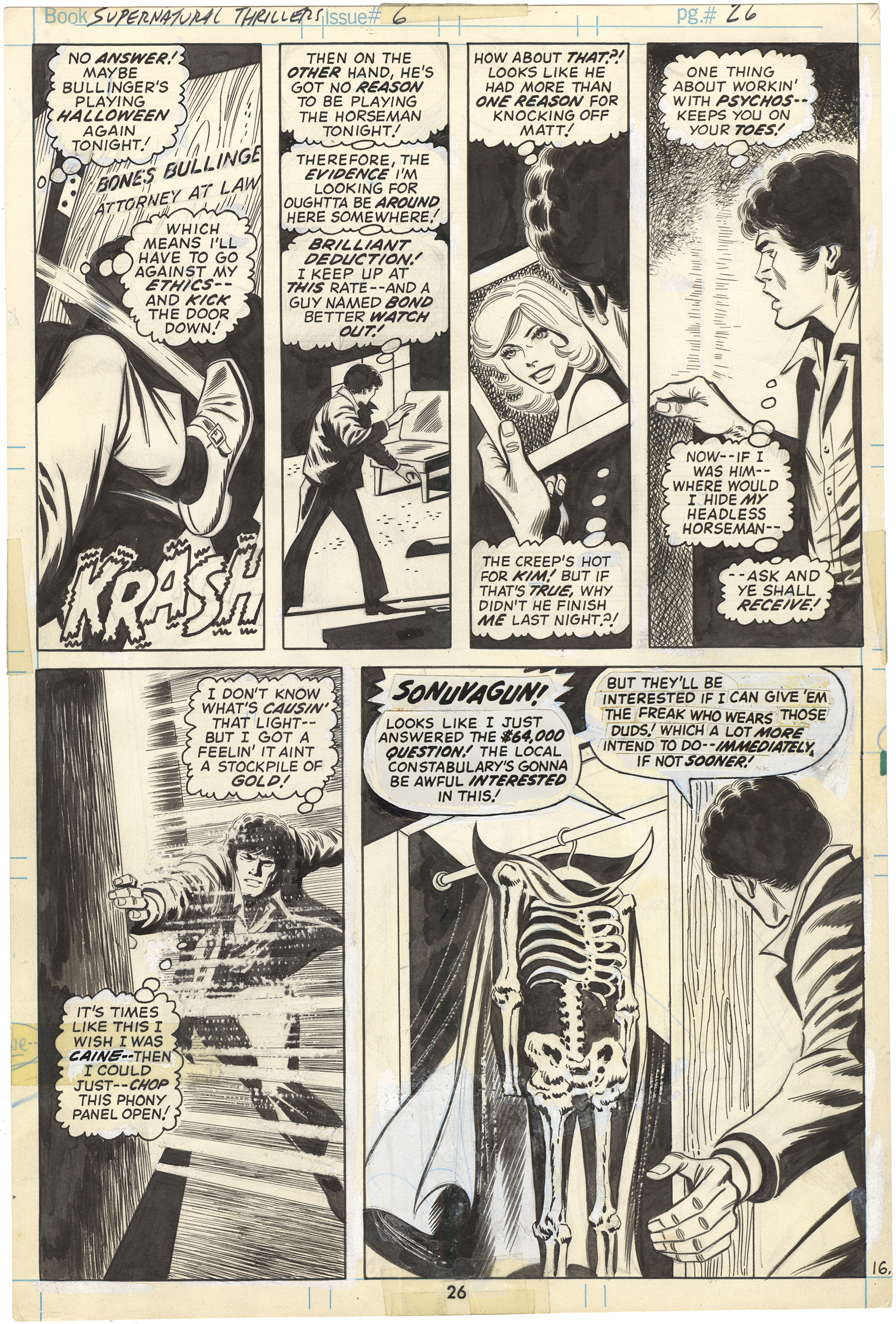 Original Comic Art By Supernatural Thrillers 6 P26 Nostalgic Investments