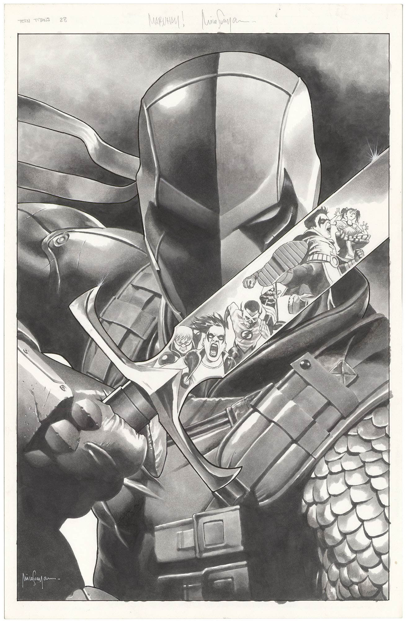 Original Comic Art by New Teen Titans 28 Cover Variant Signed ...