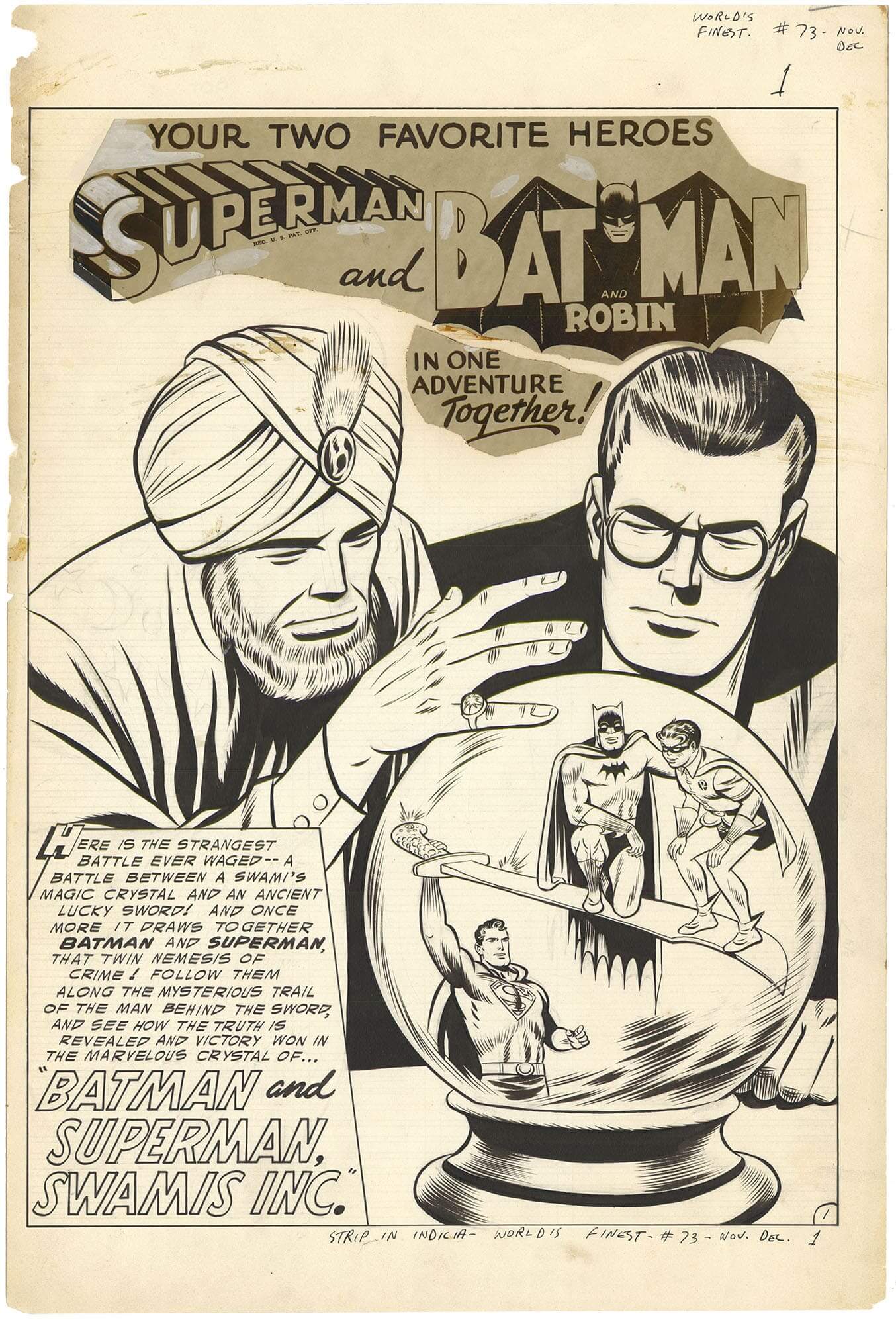 Original Comic Art by Worlds Finest Comics 73 P1 Earliest Swanlarge Art ...