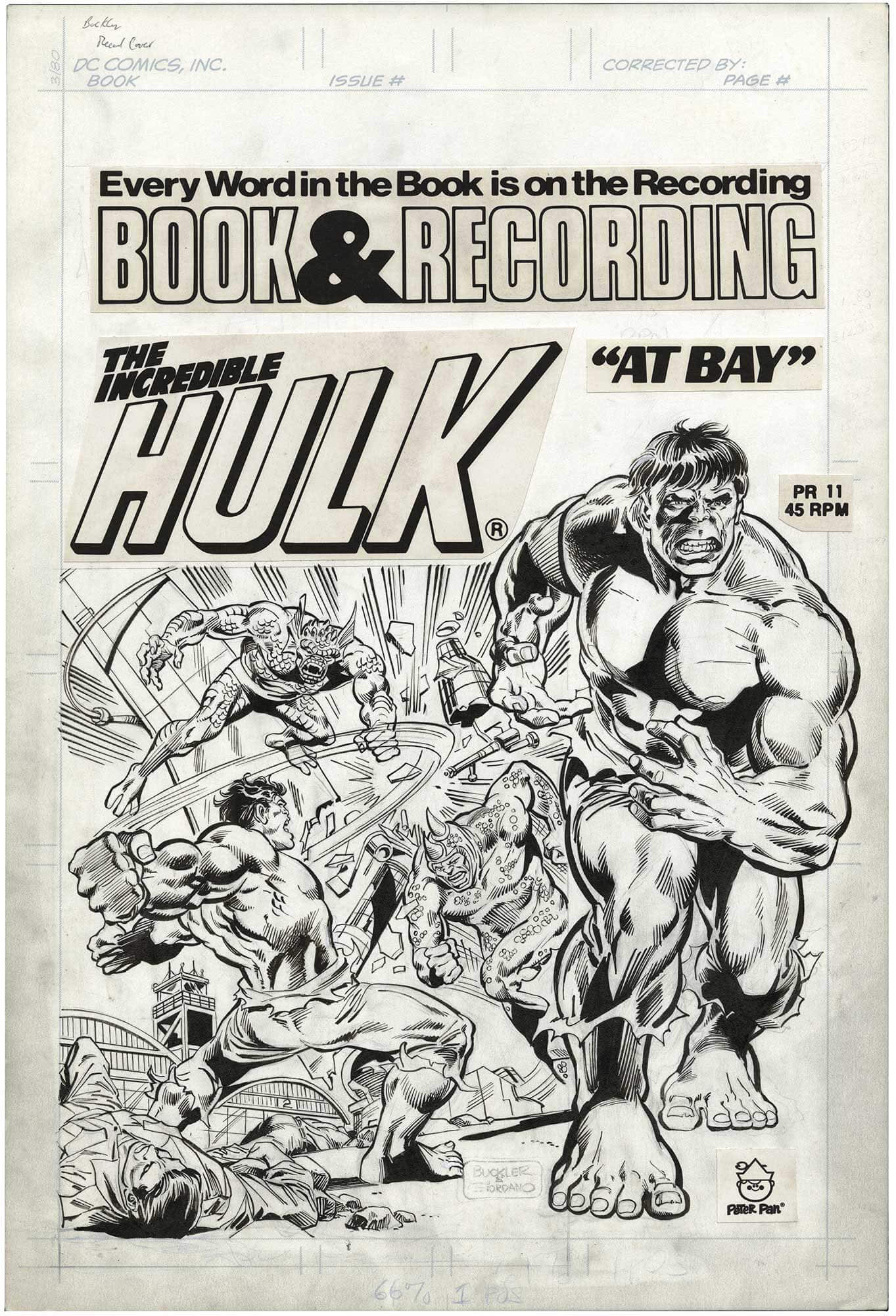 Original Comic Art by Incredible Hulk Record Cover | Nostalgic Investments