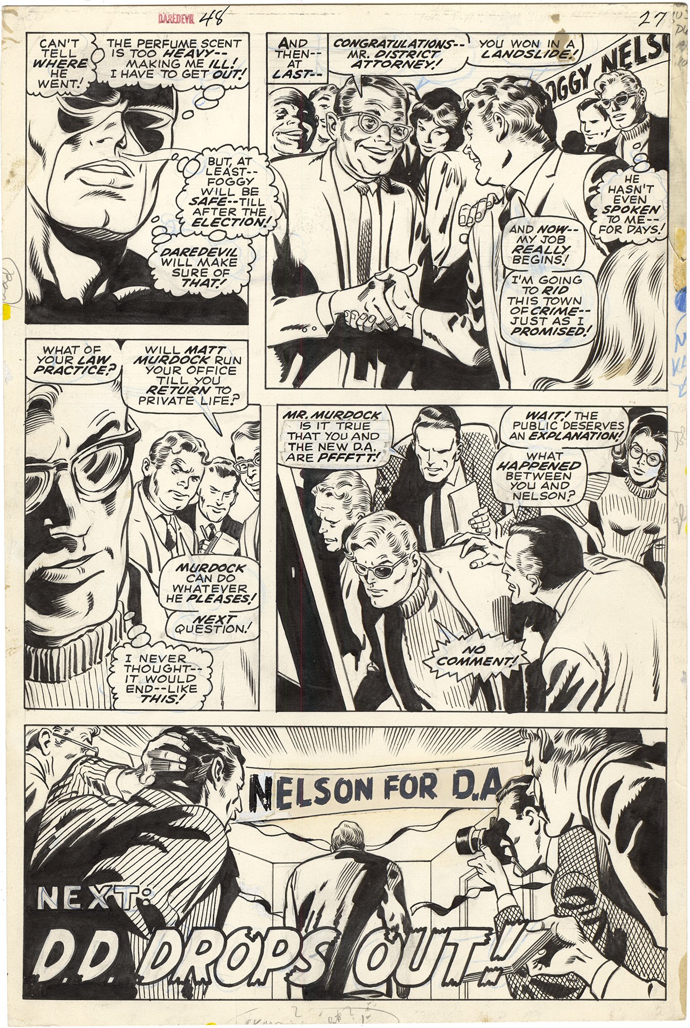Original Comic Art by Gene Colan | Daredevil 48 P27 Foggy Becomes Da ...